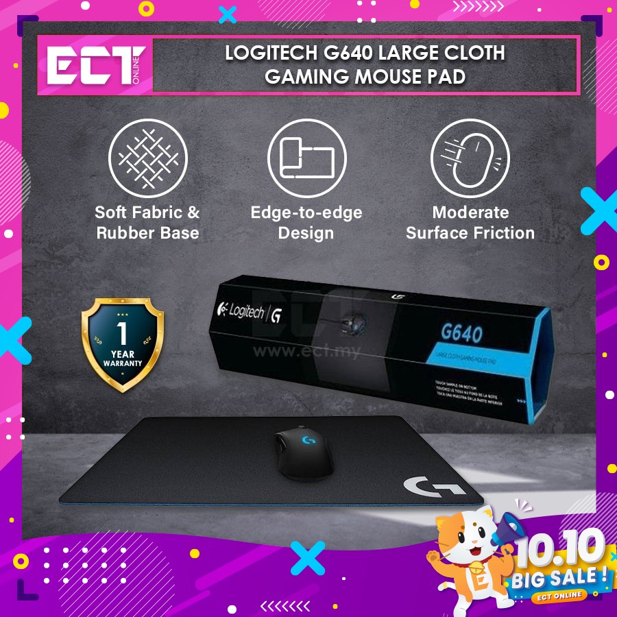 Logitech G640 แผ่นรองเมาส์เกมมิ่ง ขนาดใหญ่ - 400 มม. x 460 มม. x 3 มม. (943-000061) | Shopee ...