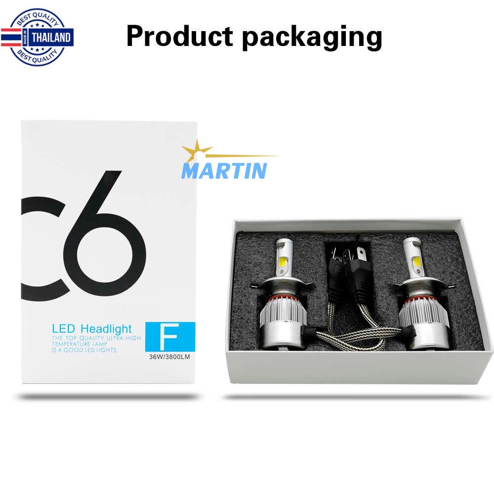 ไฟหน้า C6 ขั้ว H4 H7 H11 ความสว่าง 3800LM มี 2 ชิ้น 1 คู่ | Shopee Thailand