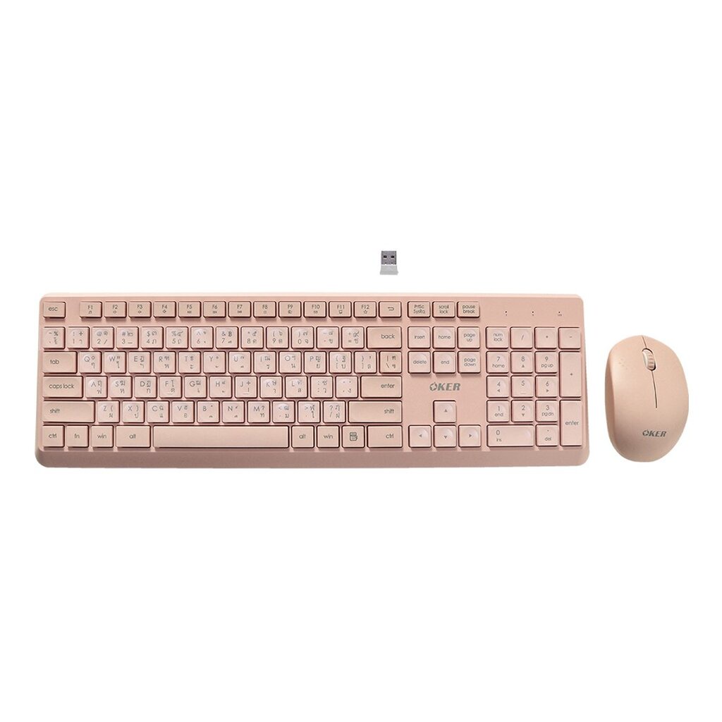 KEYBOARD + MOUSE OKER K788 PINK WIRELESS DESKTOP | Shopee Thailand