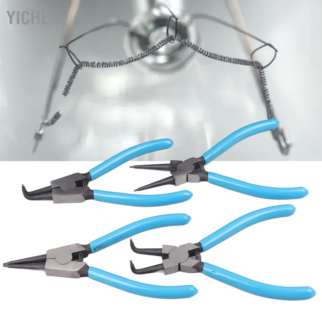 YiChe 4PCS 6 นิ้วคีมแหวนภายนอกภายในตรง Bent Jaw เคล็ดลับยึดแหวนคีมชุด ...
