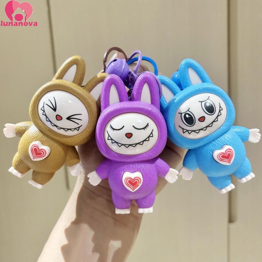 Lunanova Labubu ตุ๊กตาเปลี่ยนหน้า,พวงกุญแจกระดิ่ง Interactive Labubu ...