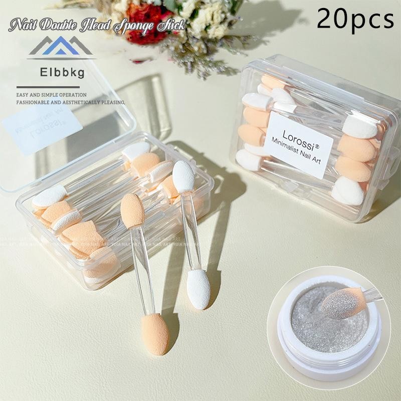 Eibbkg 20 ชิ้น Dual Sided Eyeshadow Sponge Applicators ทิ้ง Holographic Chrome กระจกเล็บผงแปรง ...