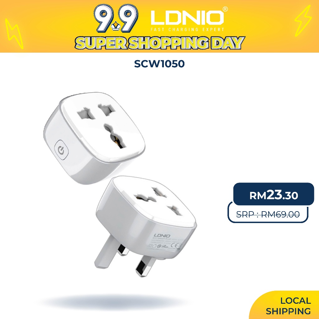 Ldnio SCW1050 อะแดปเตอร์ปลั๊กไฟอัจฉริยะ Wifi แบบติดผนัง | Shopee Thailand