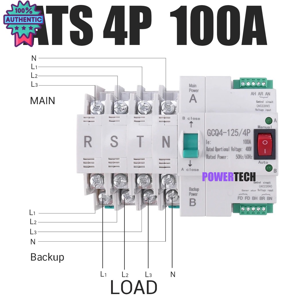 ATS 4P 63A, 100A Dual Power ATS เรกเกอร์สวิทช์ไฟฟ้า ats Automatic ...