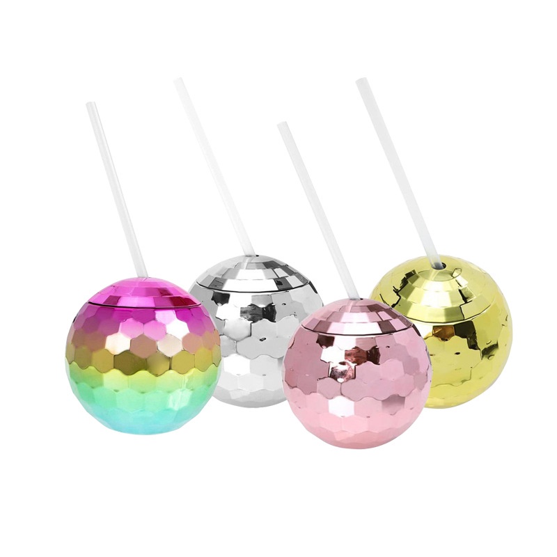 600ML GLITTER BALL DISCOBALL PLASTIC STRAW CUP GIRL ALIEN DISCO CUP ...