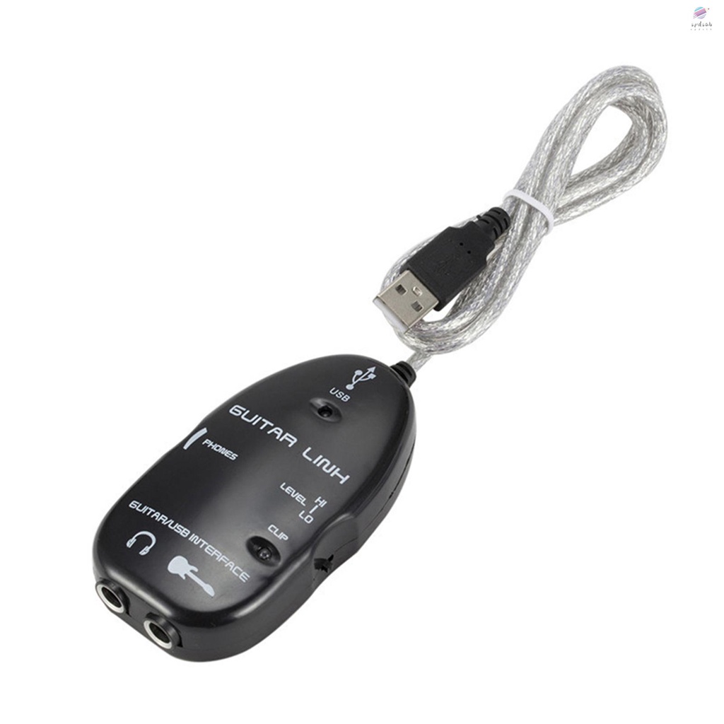 USB Guitar Interface Cable Adapter Audio Connector Recorder for PC ...