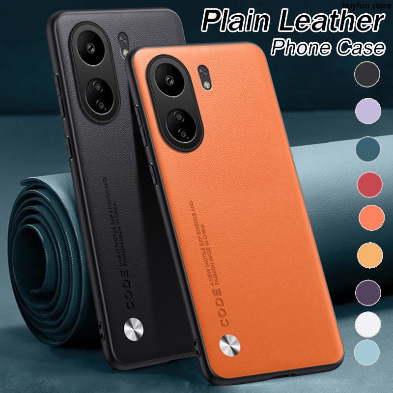 YDCG Luxury Plain Skin Leather Case Shockproof Protect Back Cover For ...