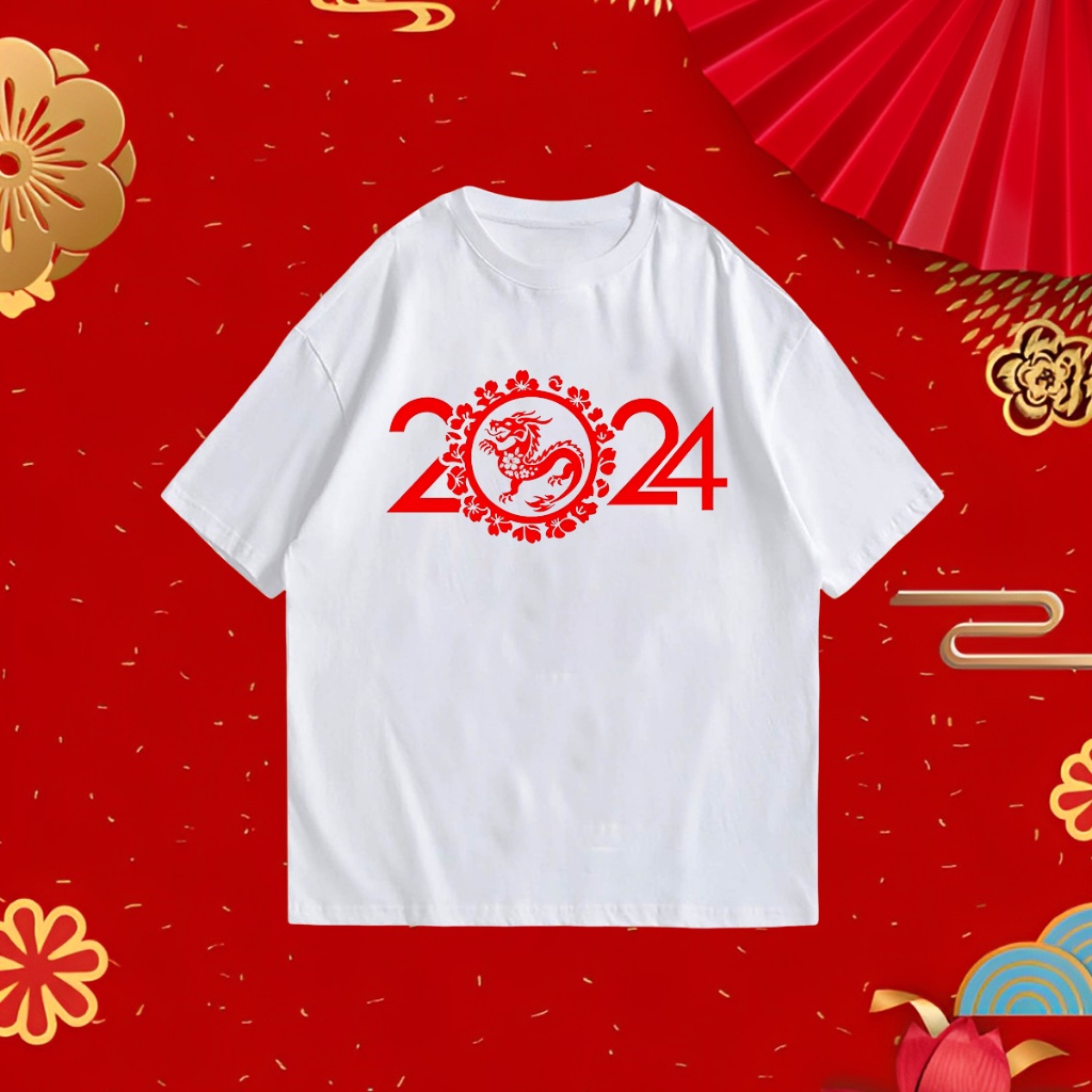 เสื้อปีใหม่ (ลาย HAPPY NEW YEAR ปีมังกร ) ผ้าไมโคร ใส่สบาย พร้อมส่ง ...