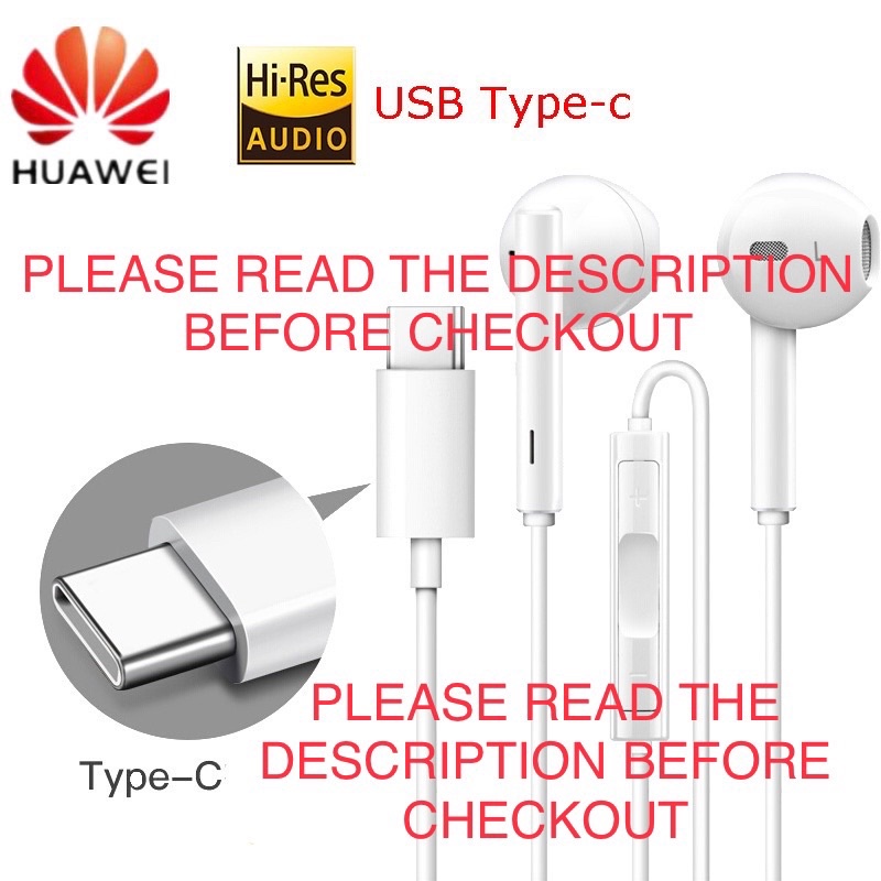 Huawei Hi-Res Type-C หูฟัง ควบคุมแบบมีสาย | Shopee Thailand