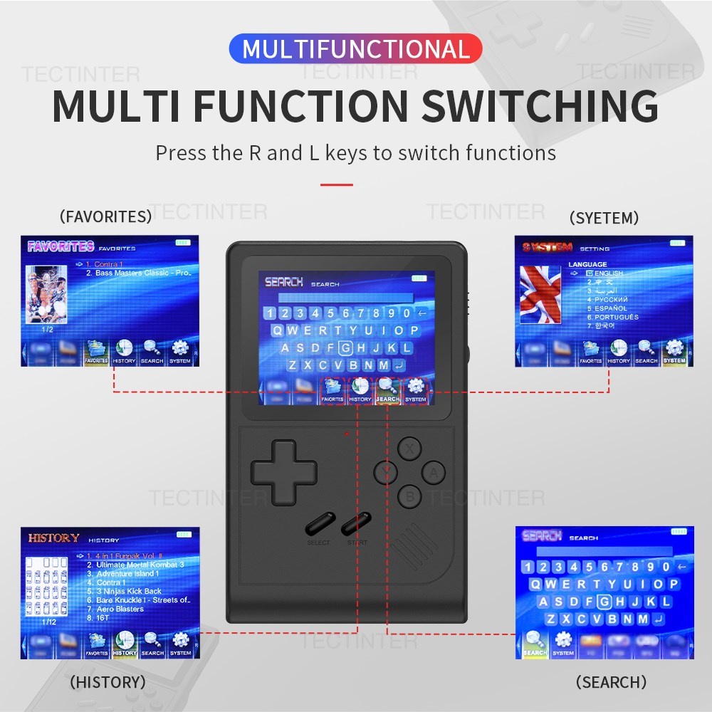 เครื่องเล่นเกม GB300 หน้าจอ 3.0 นิ้ว แบบพกพา 6000 เกม สําหรับ SF SFC GB ...