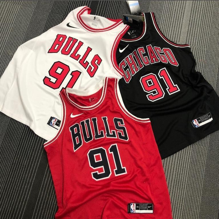 (((Presi Car n) เสื้อกีฬาแขนสั้น ลายทีม NBA Chicago Bulls 91 Dennis ...