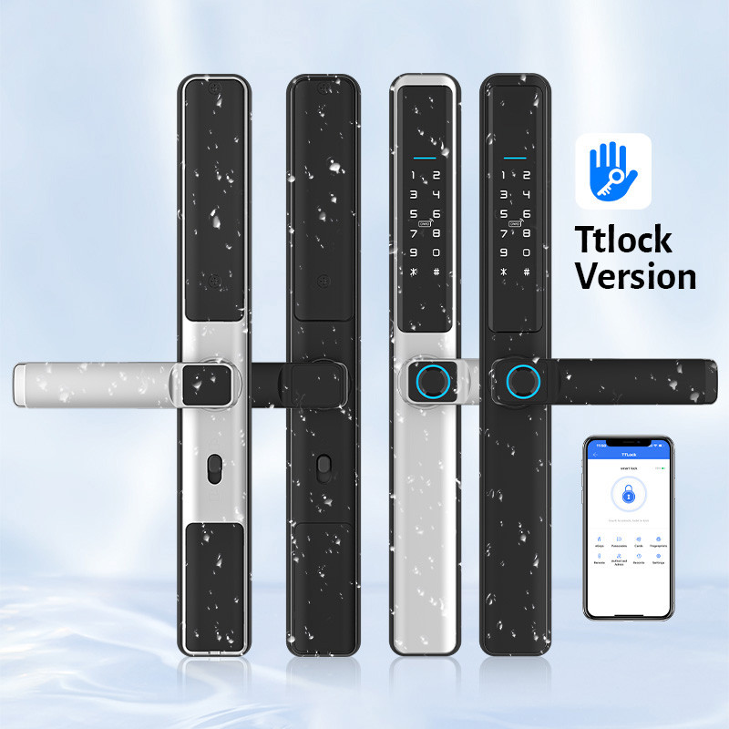 ttlock app slim smart lock electronic fingerprint door handle keyless ...