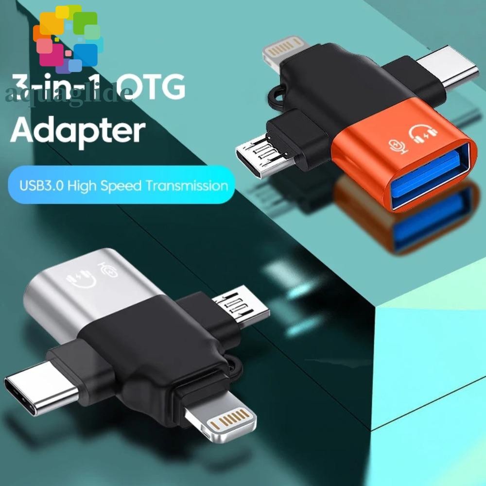 Aquaglide ตัวแปลง OTG 3 in 1, อะแดปเตอร์ Type C 3 in 1 OTG, การถ่ายโอน ...