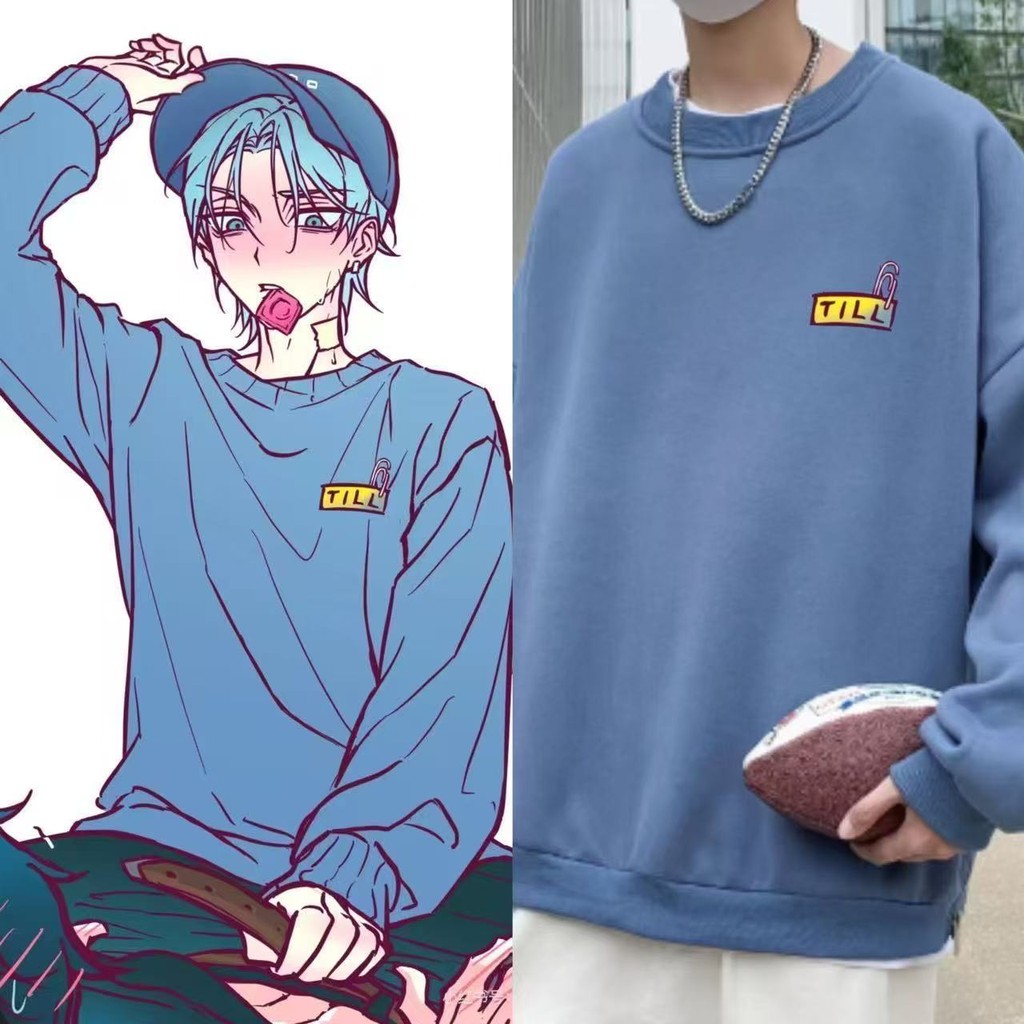 Alien Stage Ivti Ivan Cos เสื้อฮู้ดคอกลมสีน้ำเงินหลวม | Shopee Thailand