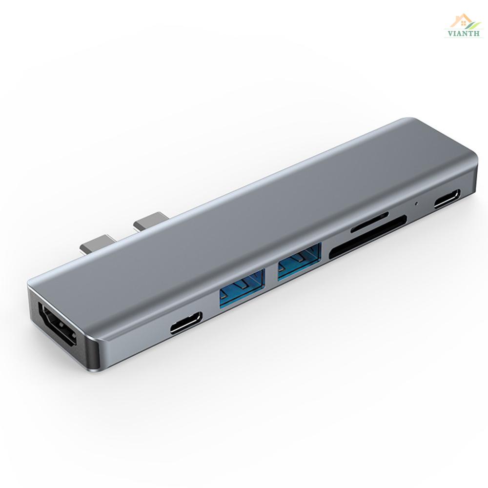 ฮับขยาย Type-C 7 พอร์ต Type-C 7-in-2 HD 2 Type-C USB3.0 USB2.0 SD TF อเนกประสงค์ | Shopee Thailand