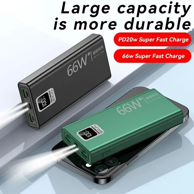 Power Bank With USB Output 66W Fast Charging Powerbank External Battery ...