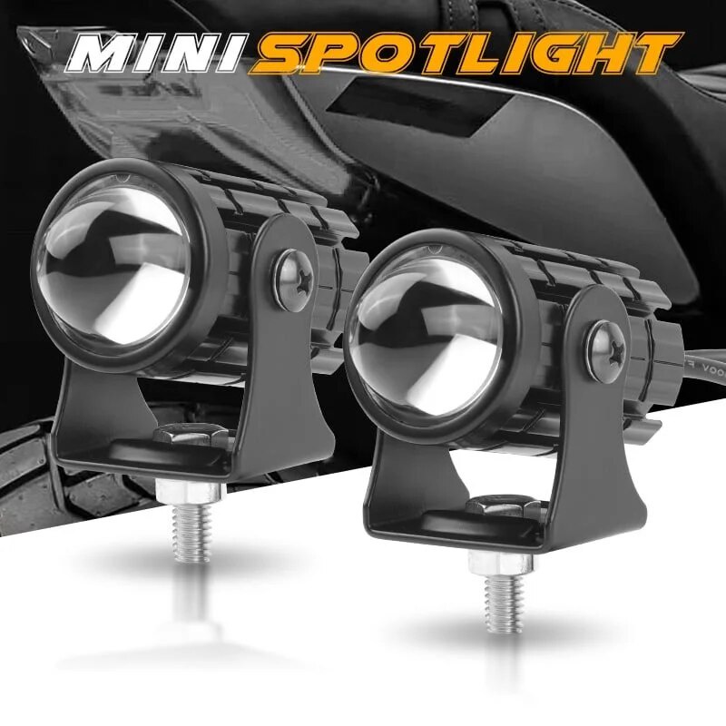Universal Motorcycle LED Mini Driving Headlight Projector Lens Dual ...