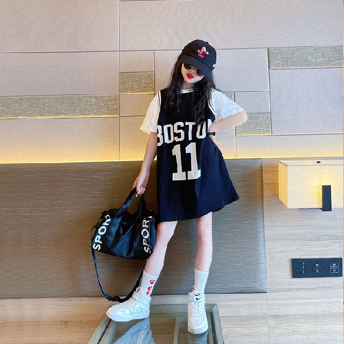 Clemine ใหม่ ชุดเดรส เสื้อยืด ผ้าฝ้ายแท้ ยาวปานกลาง สําหรับเด็กผู้หญิง ...