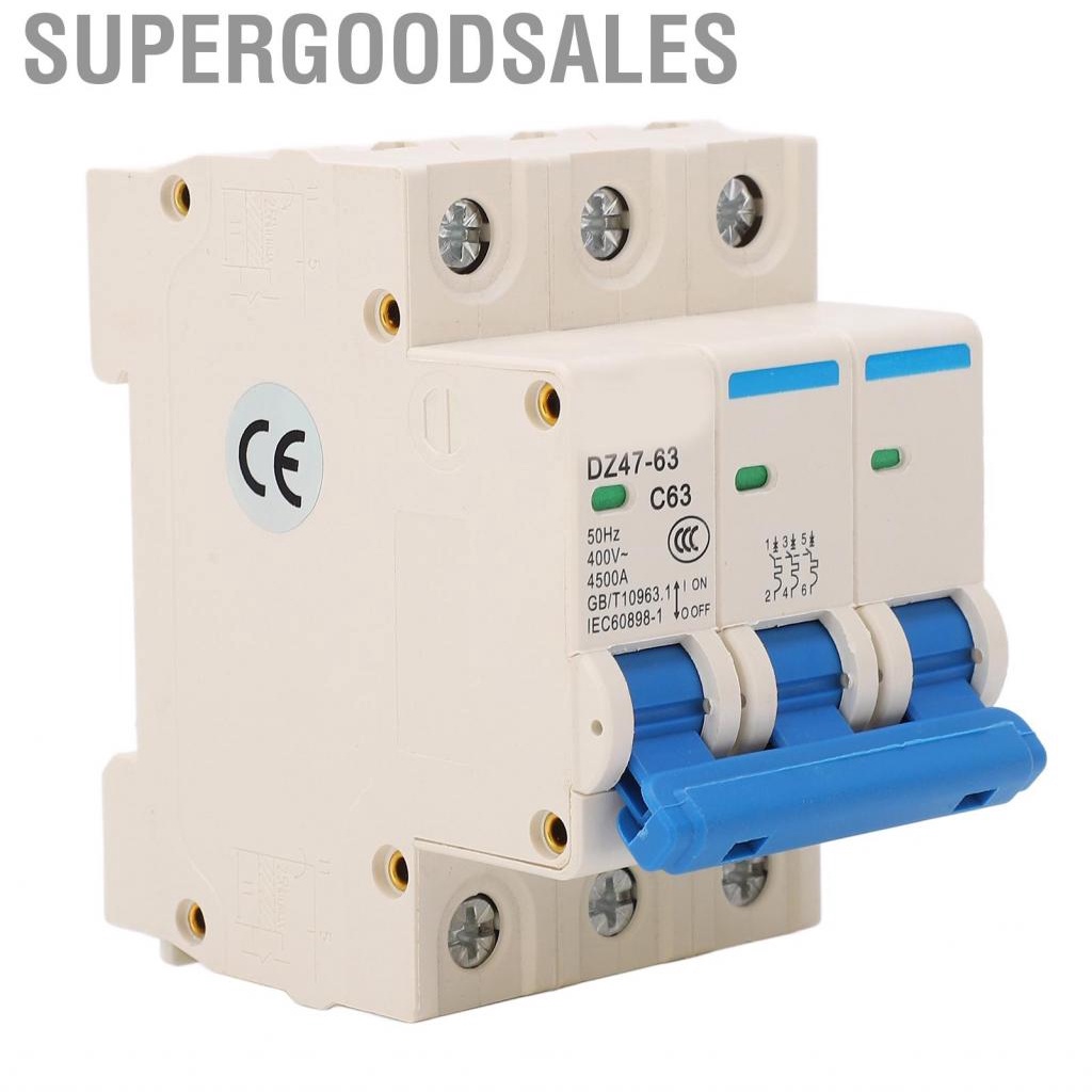 Supergoodsales 3P Circuit Breaker DIN Rail Mounted Current AC 400V 63A ...