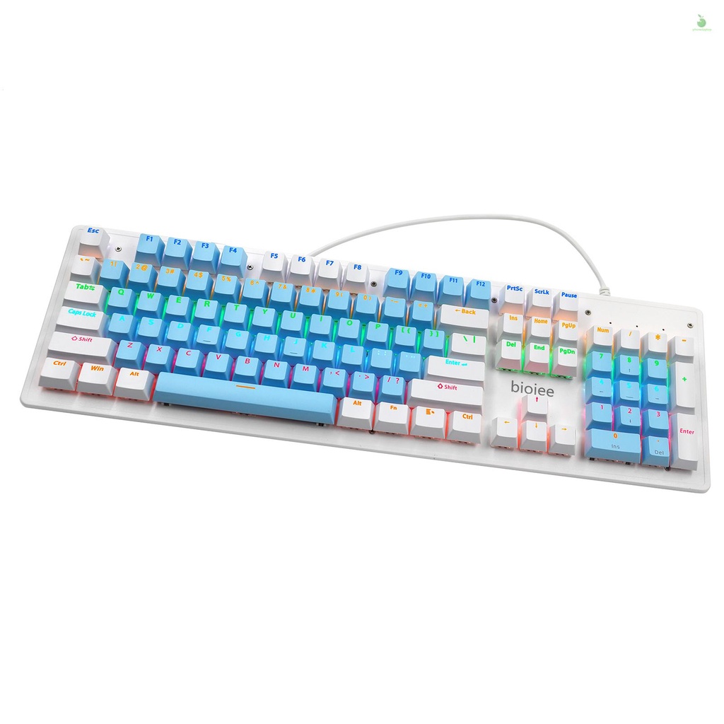 Biojee คีย์บอร์ดเล่นเกม แบบใช้สาย 104 คีย์ สีรุ้ง สําหรับ Windows PC ...
