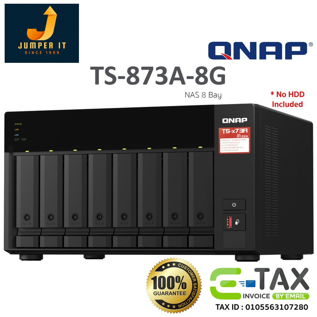 QNAP TS-873A-8G NAS อุปกรณ์เก็บข้อมูลบนเครือข่าย (HDD 8-Bay AMD V1500B 2.2GHz 8GB RAM) ของแท้ ...