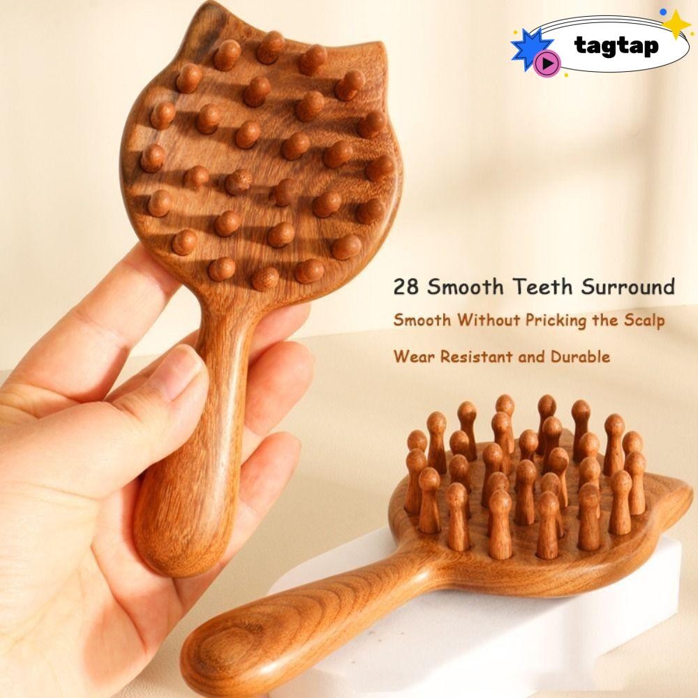 Tagtap หวีผมไม้จันทน์, หวีผมไม้จันทน์แมว, หวีนวดสีน้ําตาลไม้ป้องกัน ...