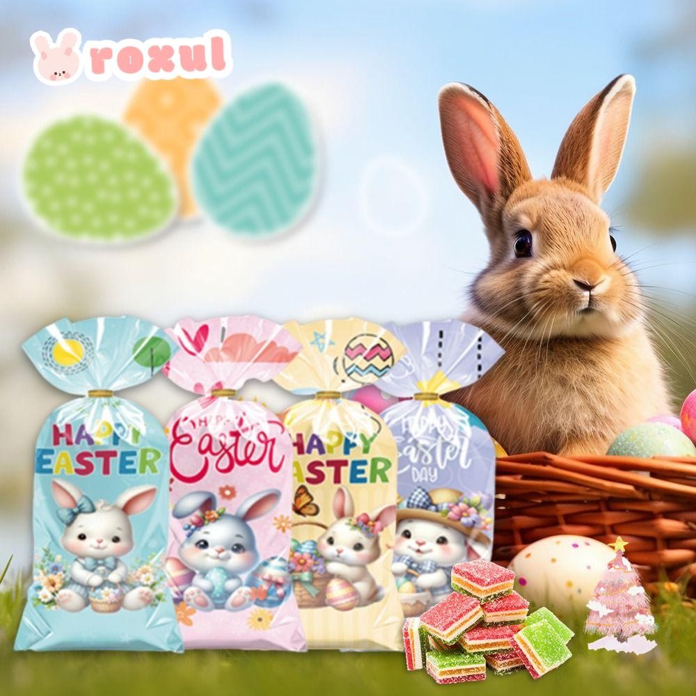 Roxul 50 ชิ้นถุงบรรจุภัณฑ์ขนม, พิมพ์บรรจุลวด Easter Bunny OPP ถุงปิด ...