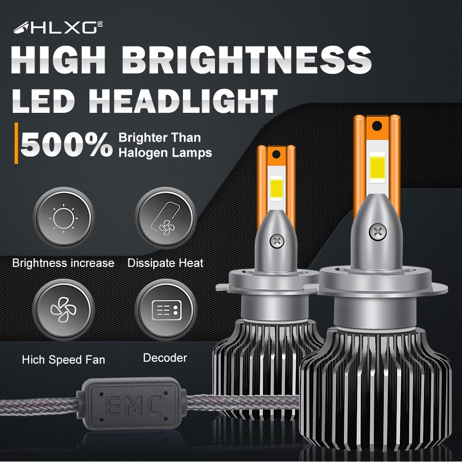 ไฟหน้ารถยนต์ LED HLXG H7 Canbus H4 250000หลอดไฟตัดหมอกอัตโนมัติ LM 520W 6000K 3570 CSP LED H1 ...