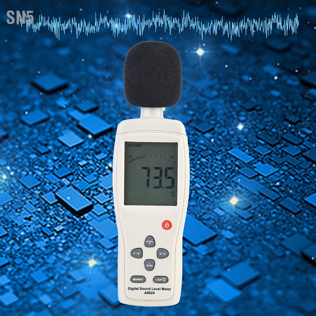 SN5 SMART SENSOR AS824 เครื่องวัดระดับเสียงดิจิตอลในตัวเครื่องทดสอบการ ...