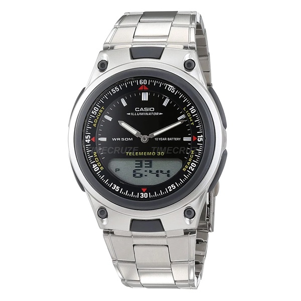 [Time Cruze] Casio AW-80 Illuminator Dual Time Telememo Stainless Steel ...