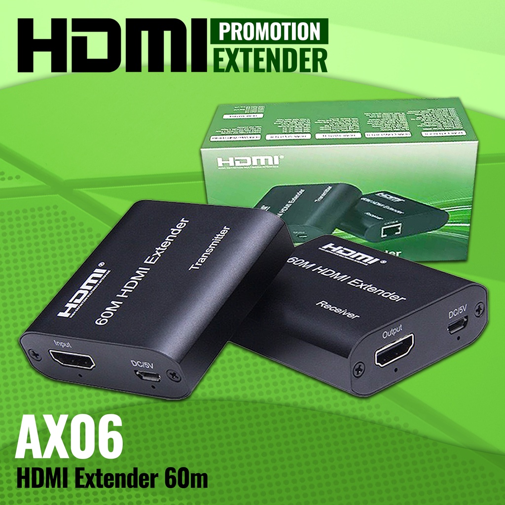 HDMI Extender 60M ตัวแปลงภาพและเสียง ผ่านสายLAN CAT5E CAT6 CAT7 ระยะ ...