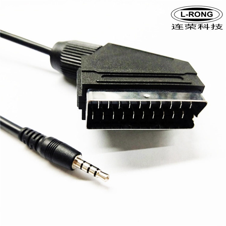 Scart Cable SCART21P Male to Earphone 3.5 Quadruple Head Cable Broom ...
