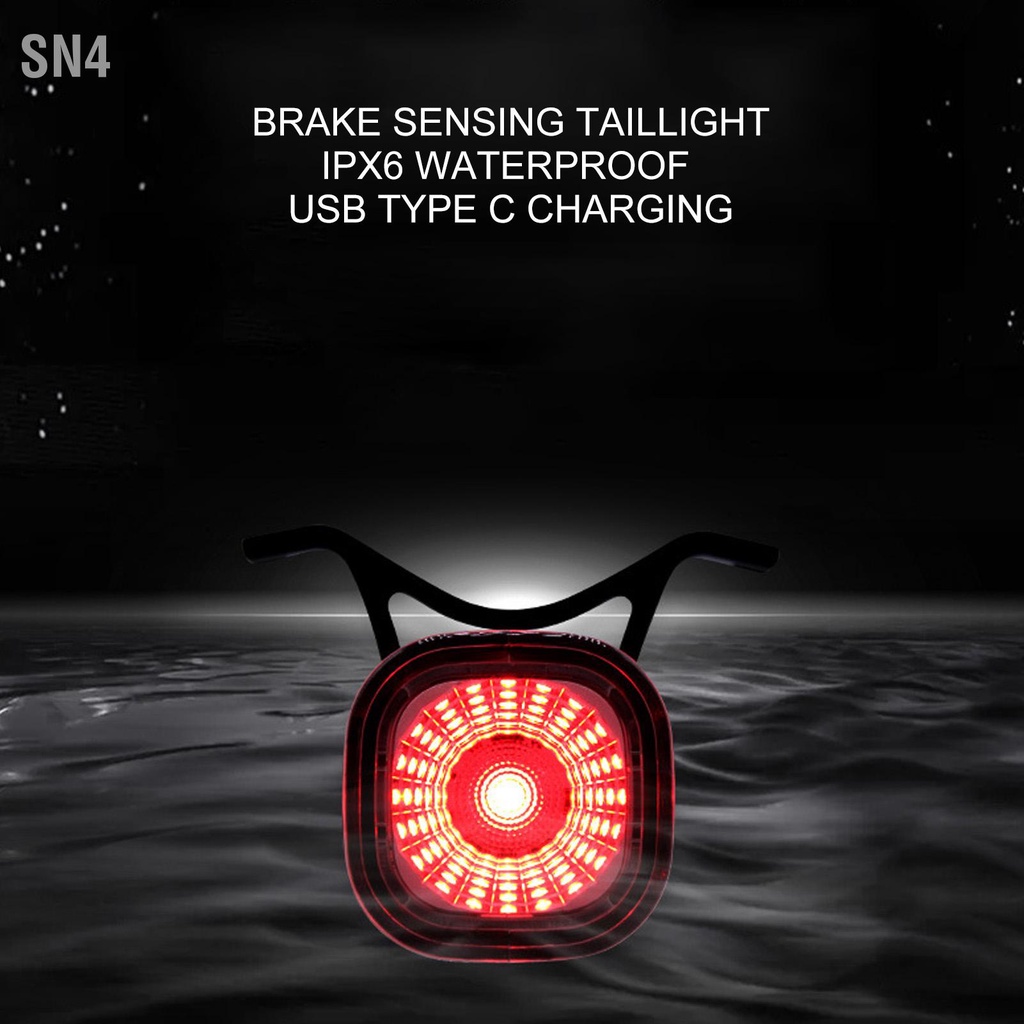 SN4 ไฟตรวจจับเบรกจักรยาน IPX6 กันน้ำความสว่างสูง LED USB ชาร์จจักรยานไฟท้ายเบรก | Shopee Thailand