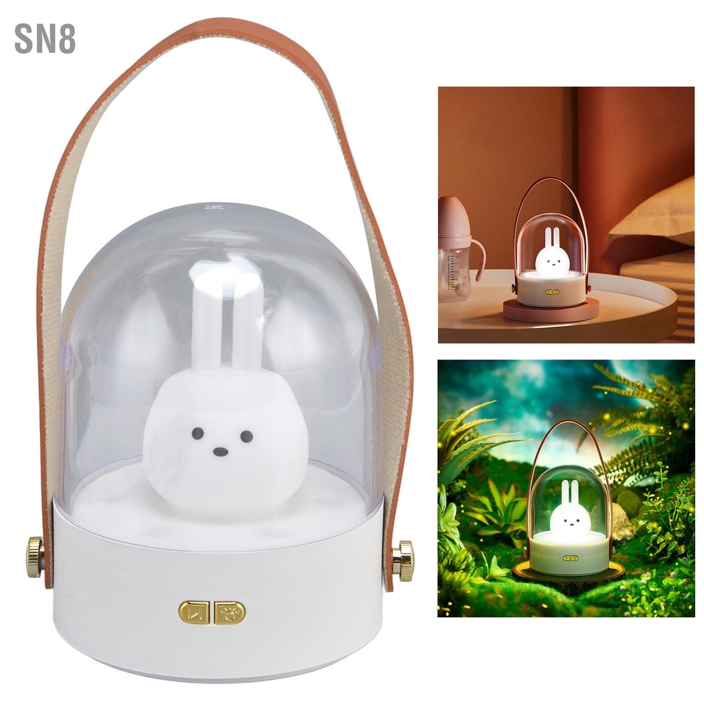SN8 LED Night Light เพลงแบบพกพาโคมไฟตั้งโต๊ะ USB ชาร์จกระต่ายสีขาว ...