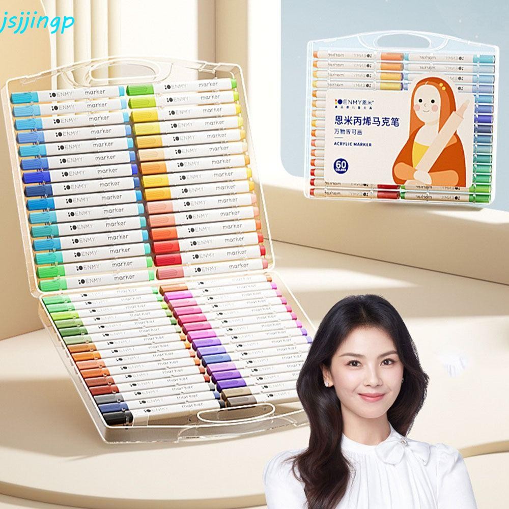Jsjjingp ปากกามาร์กเกอร์ศิลปะ, ปากกาเจลภาพวาดอะคริลิค, 24/48/60 สีความปลอดภัยมือวาดทนทาน ...