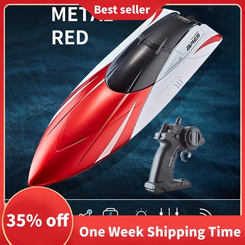 Rc เรือ 2.4G Dual Rudder Motor กันน้ําความเร็วสูงเรือของเล่นสีแดงใน ...