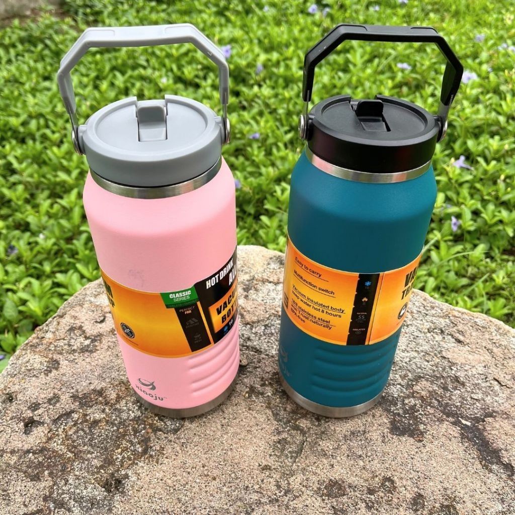 XIAOJU กระติกเก็บความเย็นเสี่ยวจู ขนาดจัมโบ้ พร้อมฝาหูหิ้วหลอดดูด ขนาด 1000ml / 1400ml สแตนเลส ...