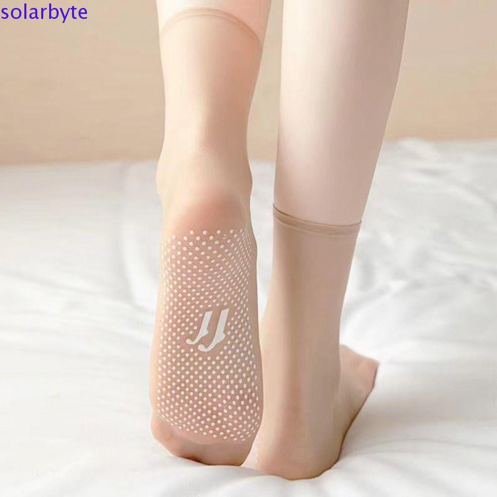 Solarbyte ผู้หญิงถุงเท้าบางของขวัญเรียบง่ายซิลิโคนกันลื่นด้านล่าง Dot ยาง Sole Gauze Silk ...