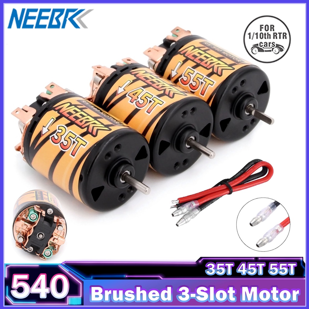 มอเตอร์แปรงถ่าน 540 1/10 35T 45T 55T 3 ช่อง 3.175 มม. สําหรับรถไต่หินบังคับ SCX10 AXI03007 90046 ...