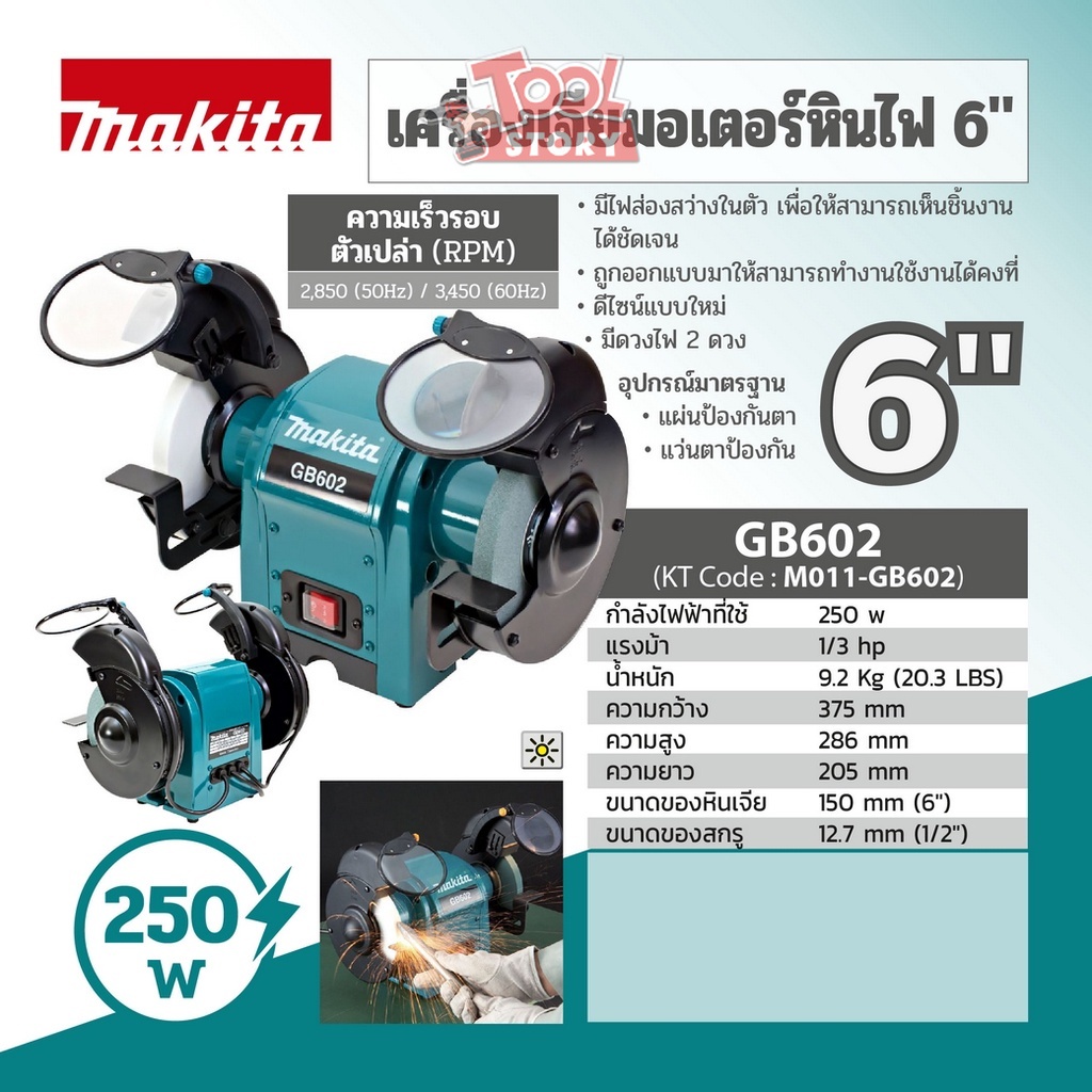 MAKITA เจียรหินไฟ 6" รุ่น GB602 -สีเขียว | Shopee Thailand