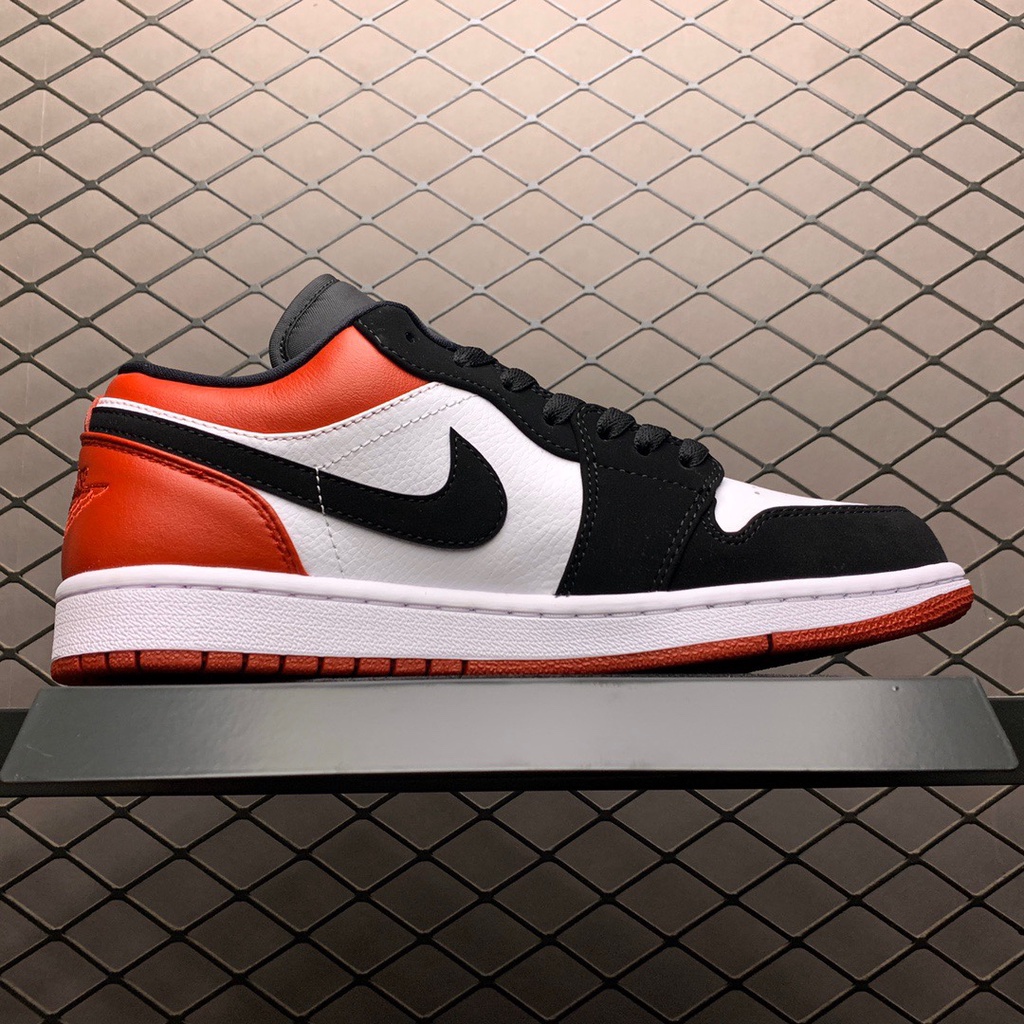 AIR JORDAN 1 LOW BLACK TOE RED AJ1 black toe สีดำและสีขาว (คุณภาพ ...