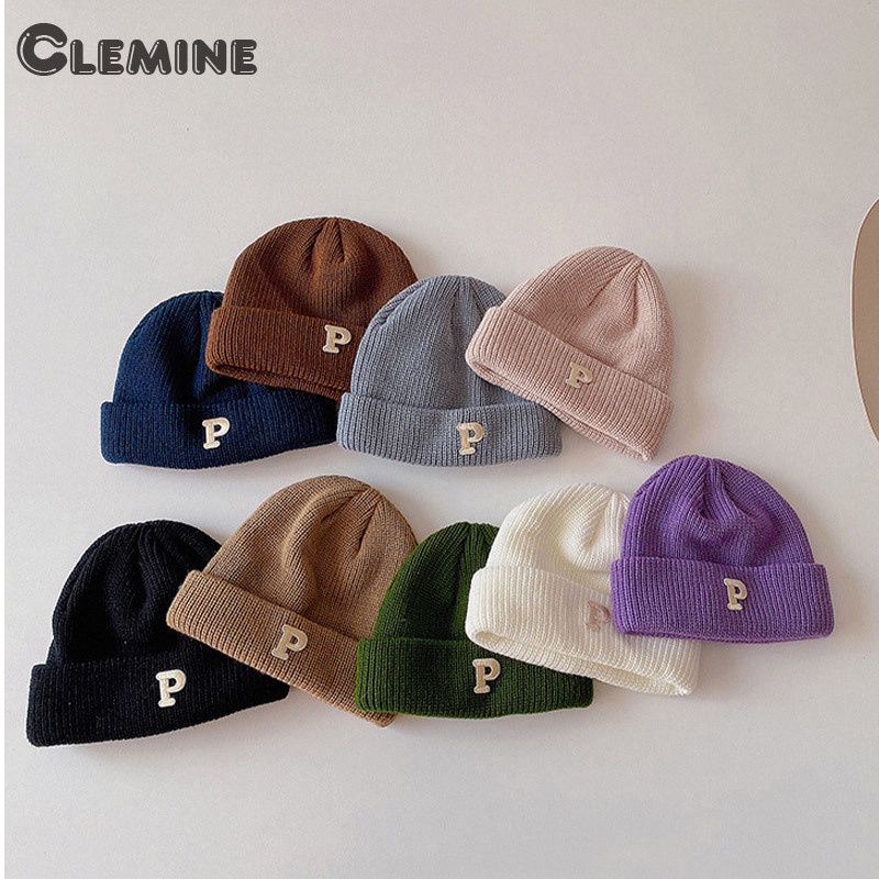 Clemineหมวกถัก ผ้าขนสัตว์ ลายตัวอักษร อเนกประสงค์ แฟชั่นฤดูหนาว สําหรับ ...