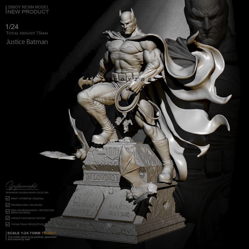 โมเดลฟิกเกอร์เรซิ่น รูปทหารแบทแมน 1/24 ZBBOY 75 มม. สีขาว TD-2817 7LMC ...