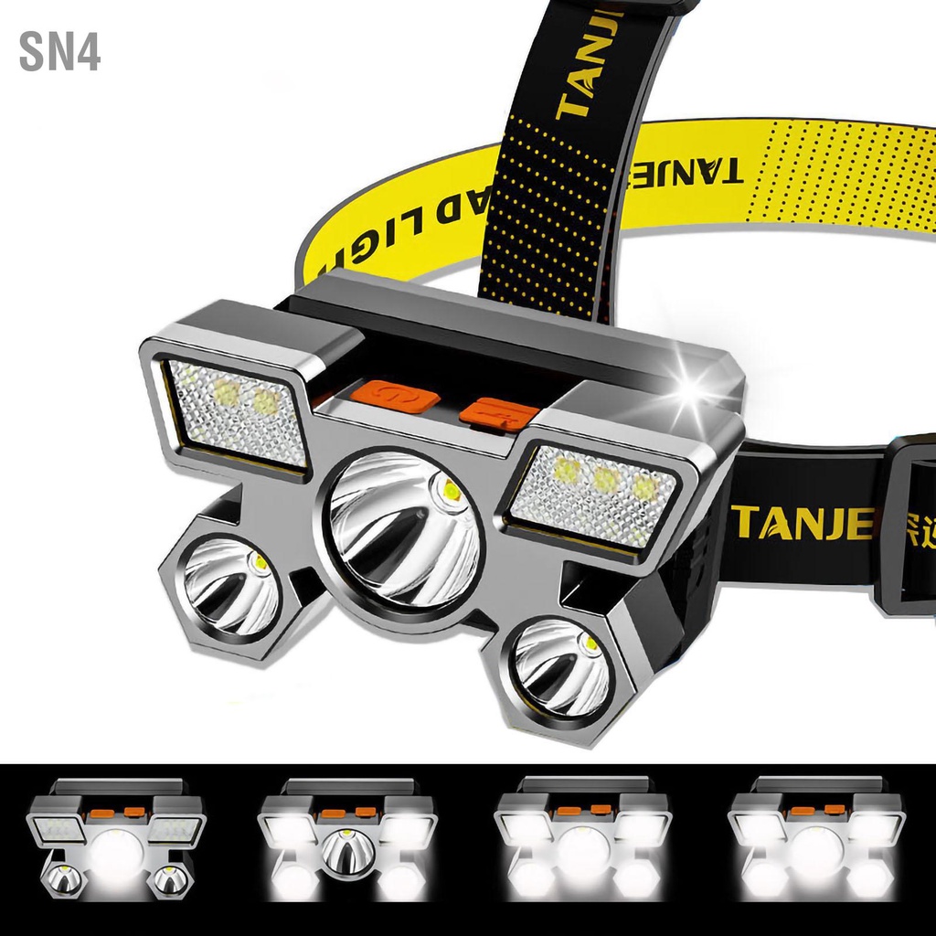 SN4 ไฟหน้า LED USB ชาร์จ 5W กันน้ำ 5 หัวไฟหน้าสำหรับกลางแจ้ง Camping Adventure Hiking ฉุกเฉิน ...