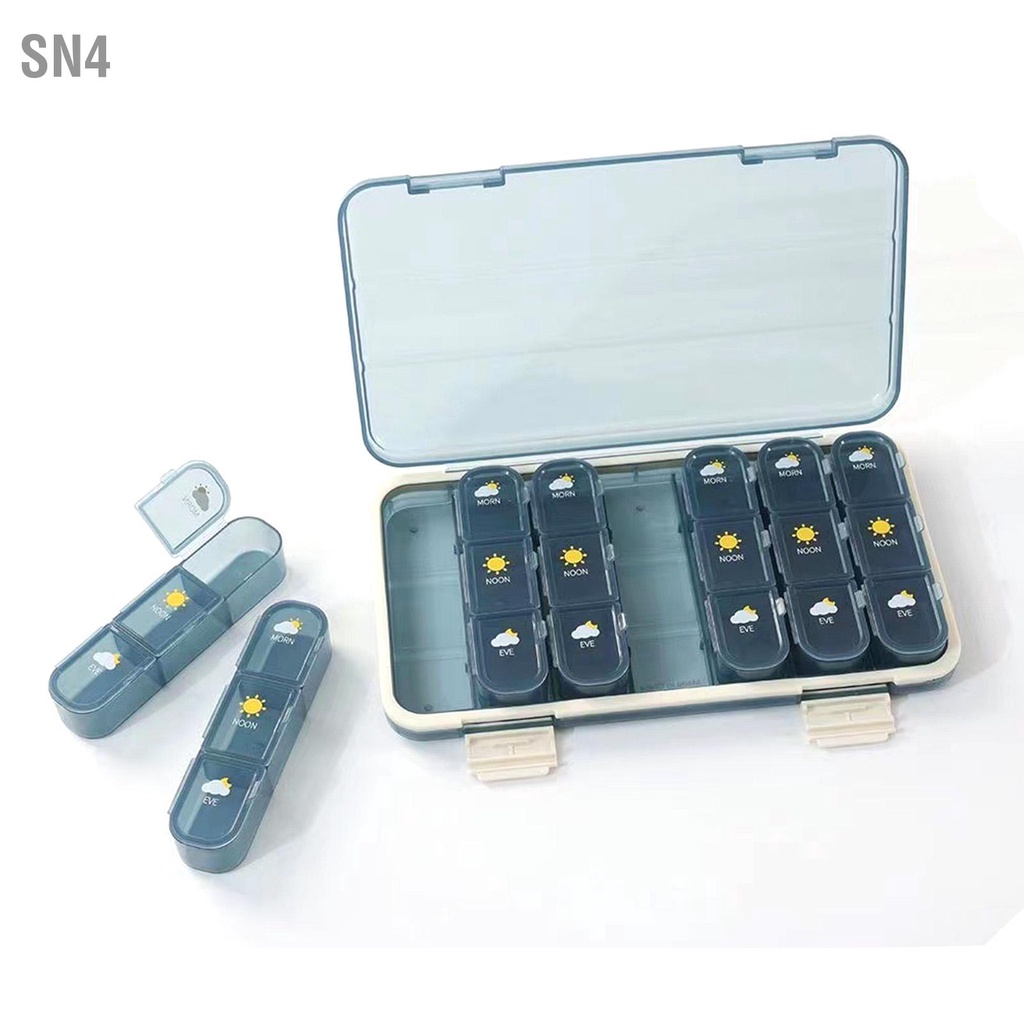 SN4 แบ่งกล่องยาความจุขนาดใหญ่แบบพกพาแบ่งกล่องยาหลายช่องกล่องยา 7 วัน | Shopee Thailand