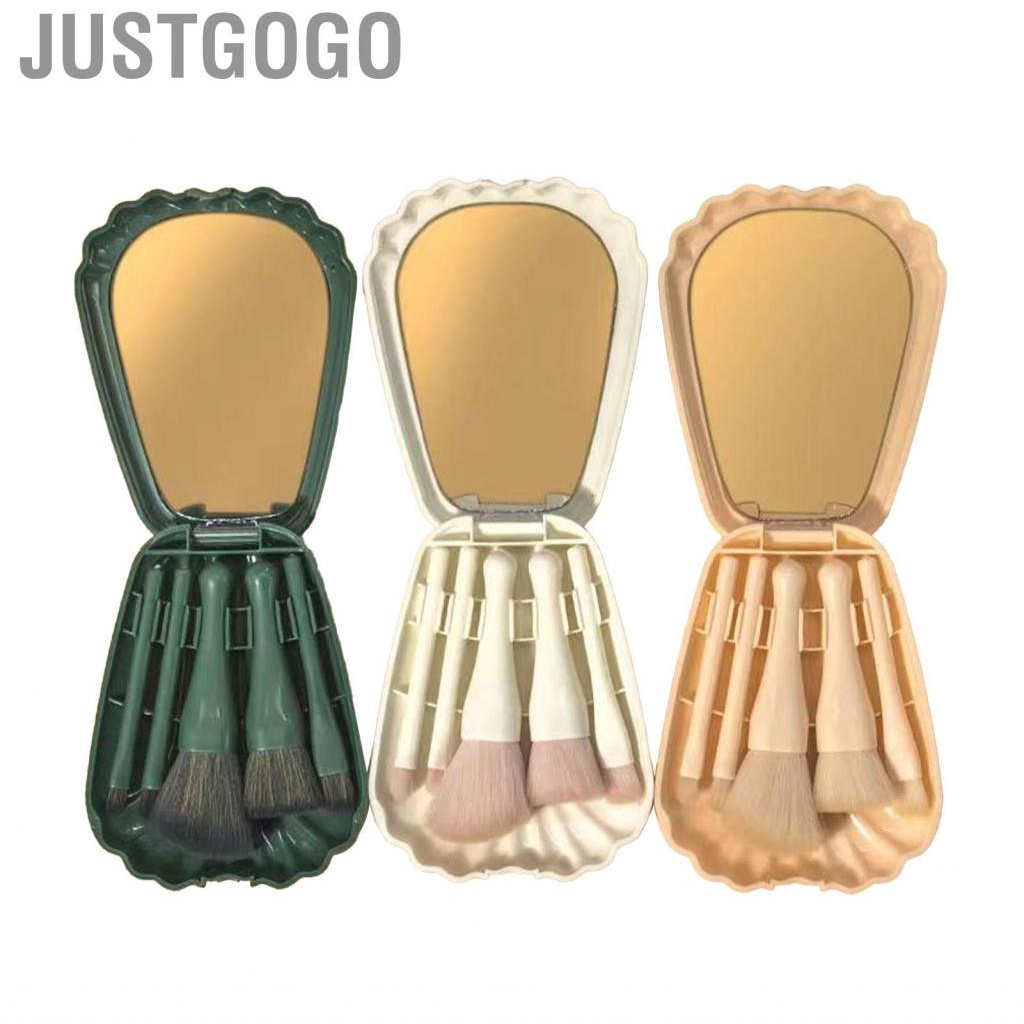 Justgogo Makeup Brush Set Travel Easy To Clean 5 Sizes Shaped Dense ...
