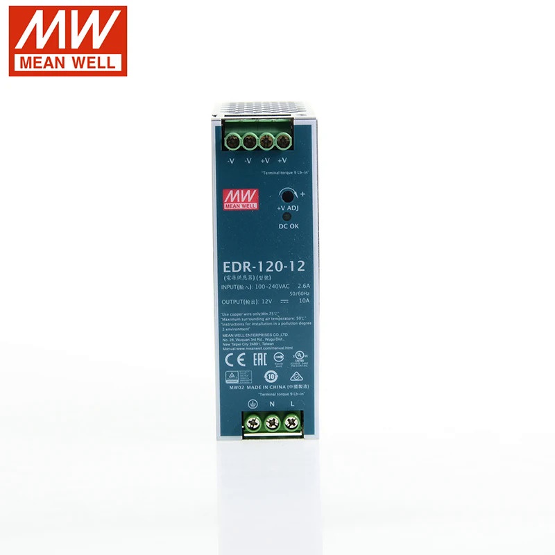 Mean WELL EDR-120-12 สวิตช์พาวเวอร์ซัพพลาย 120W 12V 110V 220V AC เป็น 12V DC 10A | Shopee Thailand