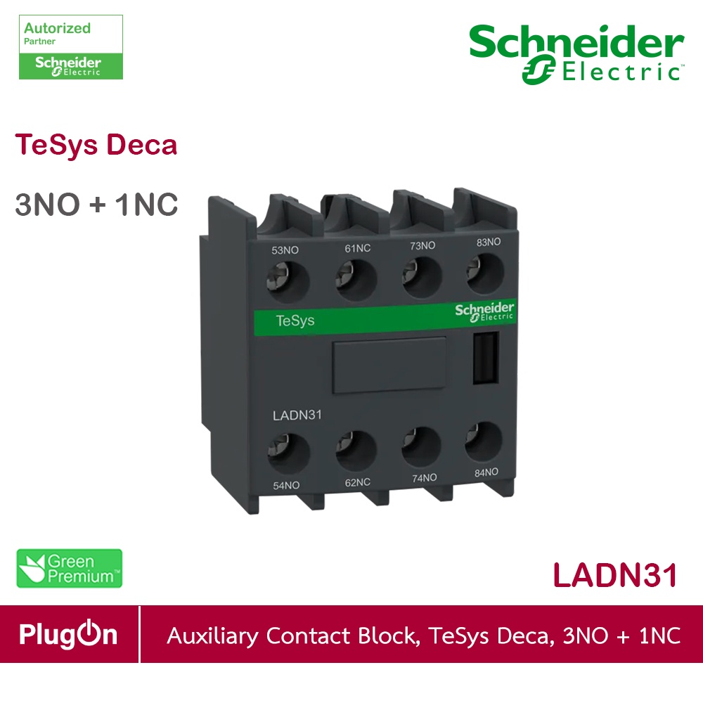 Schneider Electric TeSys Deca Auxiliary Contact Block 3NO + 1NC, Front ...