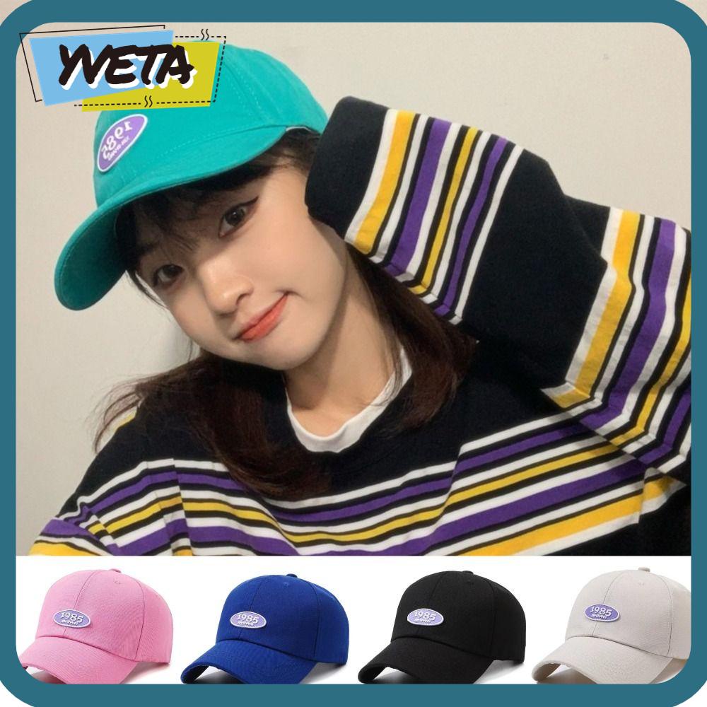 Yveta หมวกเบสบอลลําลอง ลายหน้าเป็ด ตัวเลข สไตล์ฮิปฮอป วินเทจ ปรับได้ สําหรับเล่นกีฬากลางแจ้ง ...