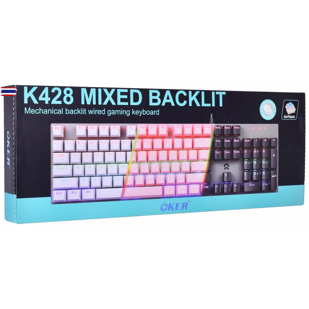 ส่งเร็วOKER BACKLIT BLUESWITCH Keyboard Gaming OKER K428 คีย์อร์ดมีเสียง รัประกันสองyear ...